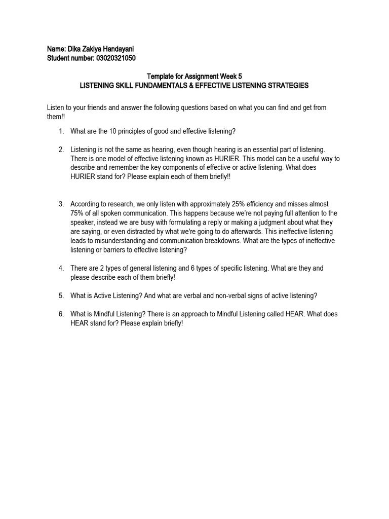 Assignment Week 5 AEP Dika Zakiya H | PDF | Communication | Human Communication