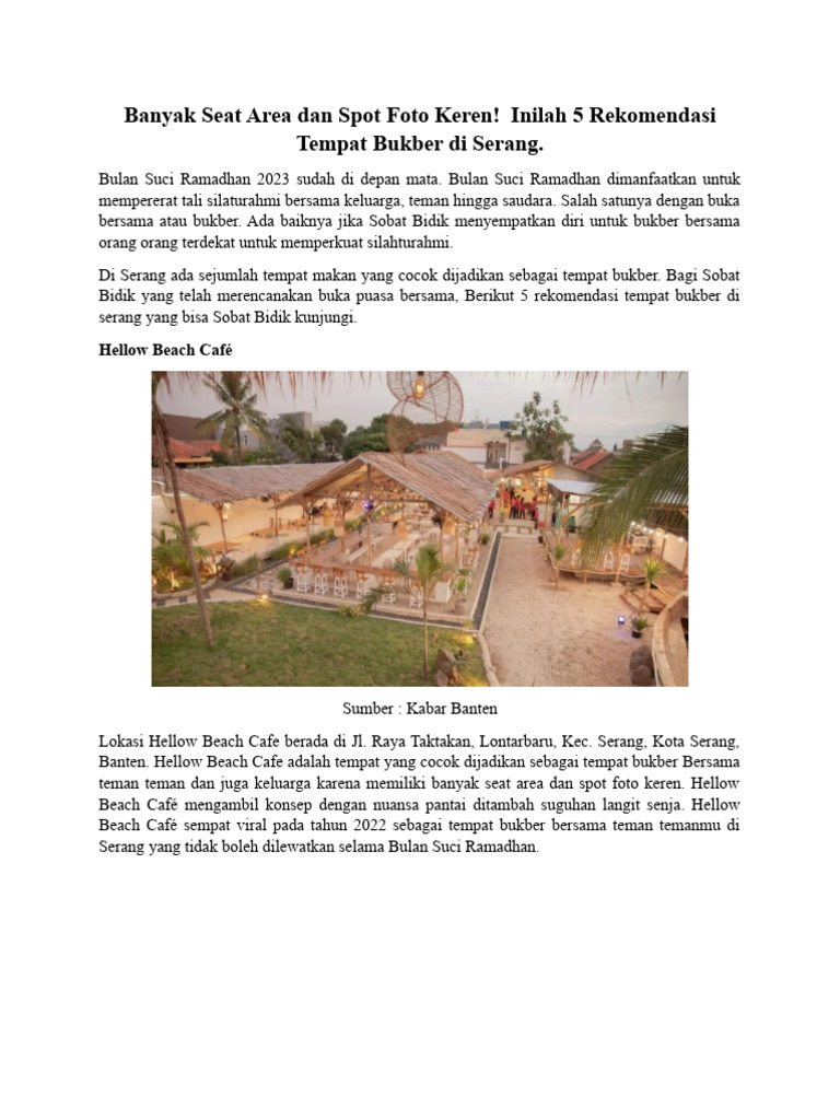 softnews 5 rekomendasi tempat bukber | PDF