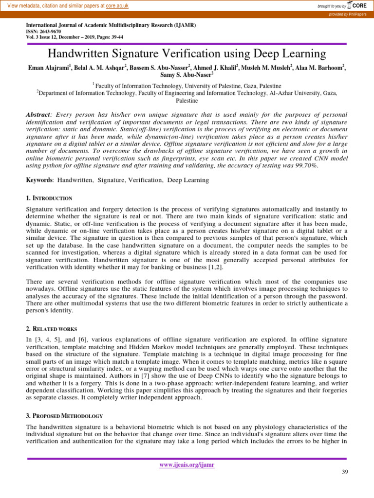 Handwritten Signature Verification Using Deep Learning | PDF ...
