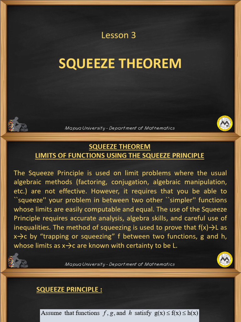Squeeze Theorem With Sollutions | PDF