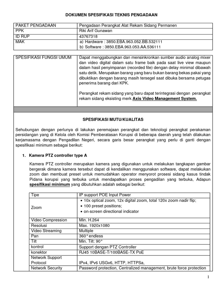 Spek CCTV | PDF