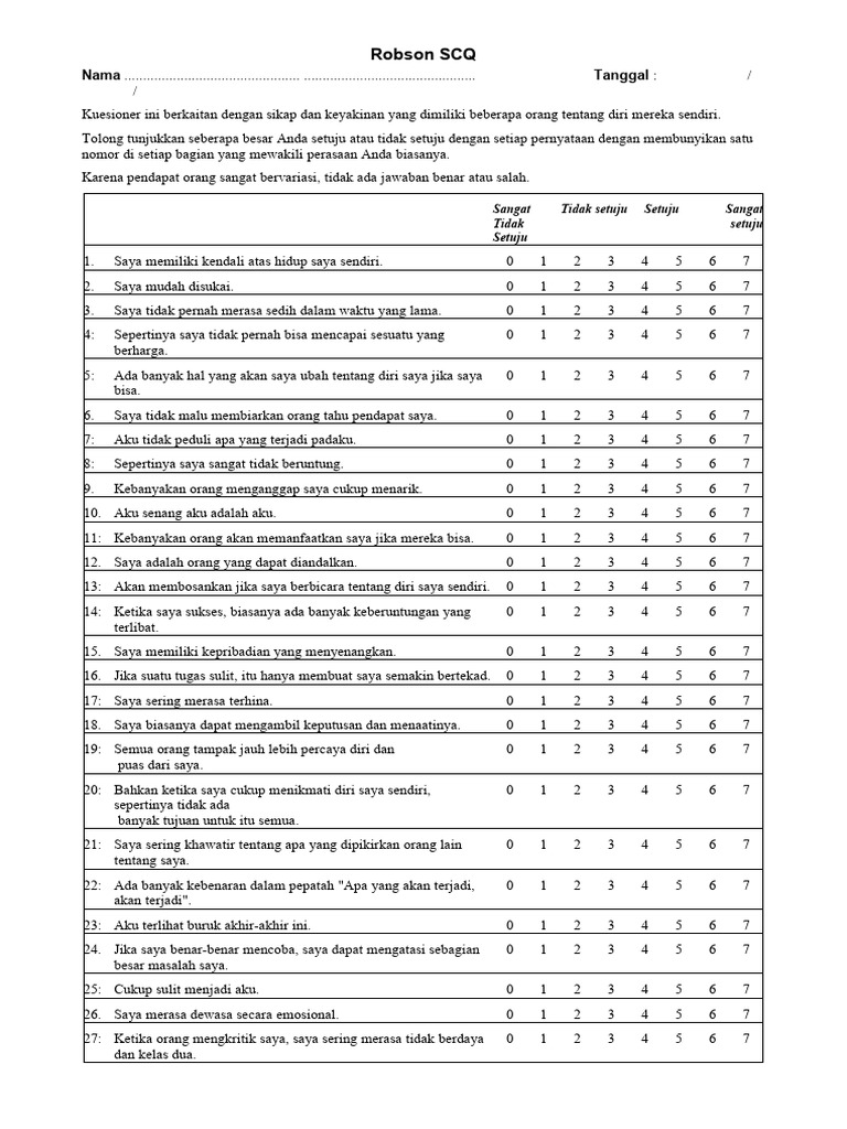 Robson Konsep Diri Kuesioner Dan Norma | PDF | Pengembangan Diri