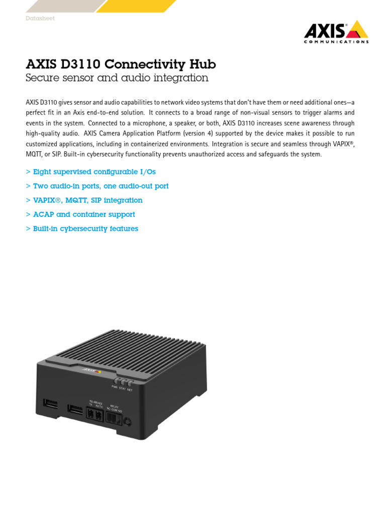Datasheet Axis d3110 Connectivity Hub en US 405294 | PDF | Transport ...