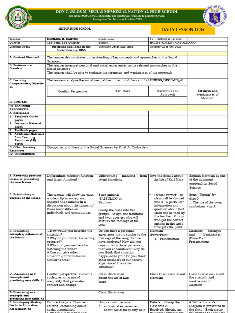 Diss - DLL QTR.1 - Week 6 | PDF | Marxism | Experience Diss - DLL QTR.1 - Week 6 | PDF | Marxism | Experience