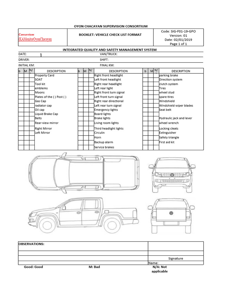 Format Check List Vehicles Double | PDF | Headlamp | Transportation ...