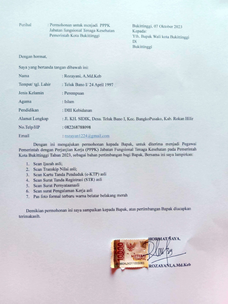 Surat Permohonan PPTK | PDF