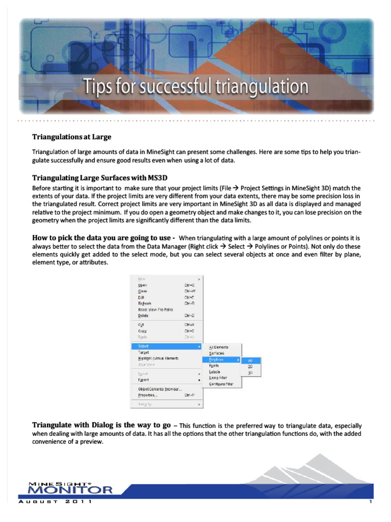 Triangulation With Minesight Software Pdf Computer Science Computer Programming 