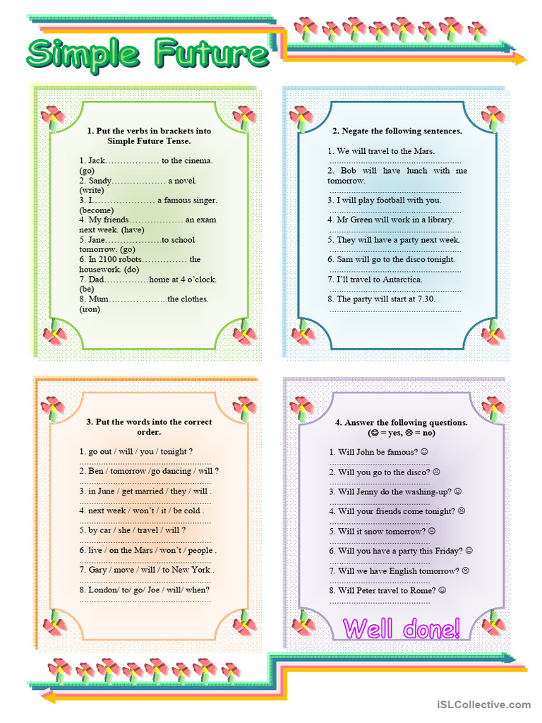 Simple Future Tense - With Key | PDF | Linguistic Morphology | Language Mechanics