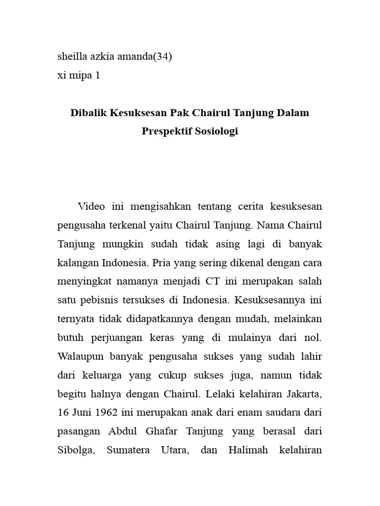 Kisah Sukses Chairul Tanjung | PDF