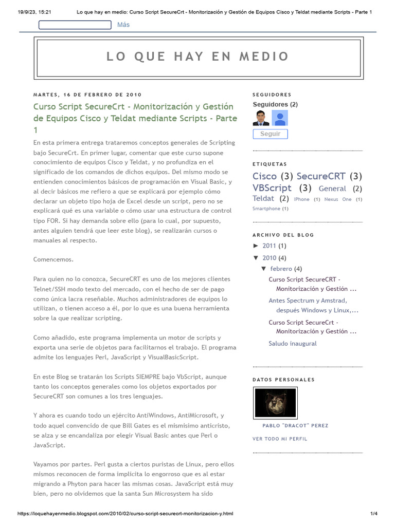 Lo Que Hay En Medio Curso Script Securecrt Monitorización Y Gestión De Equipos Cisco Y 