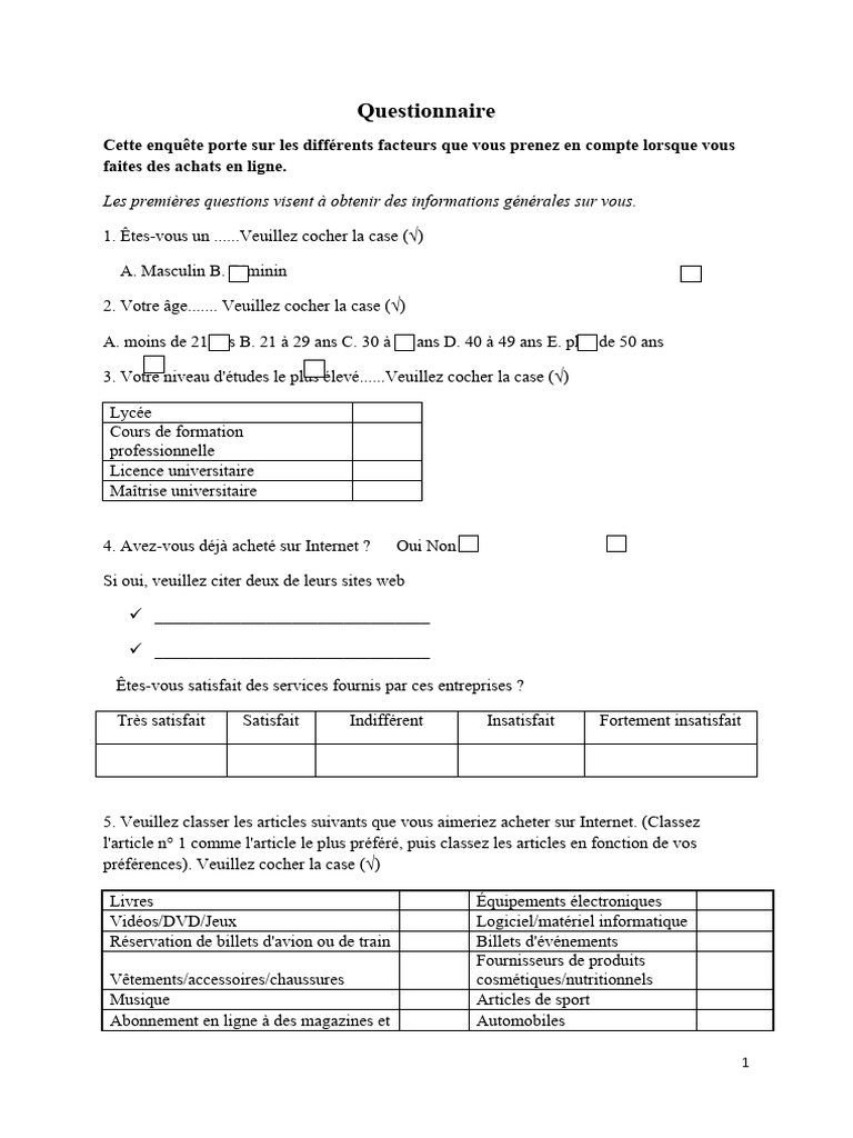 Questionnaire de Lenquête | PDF | Réseaux sociaux | Études sur la ...