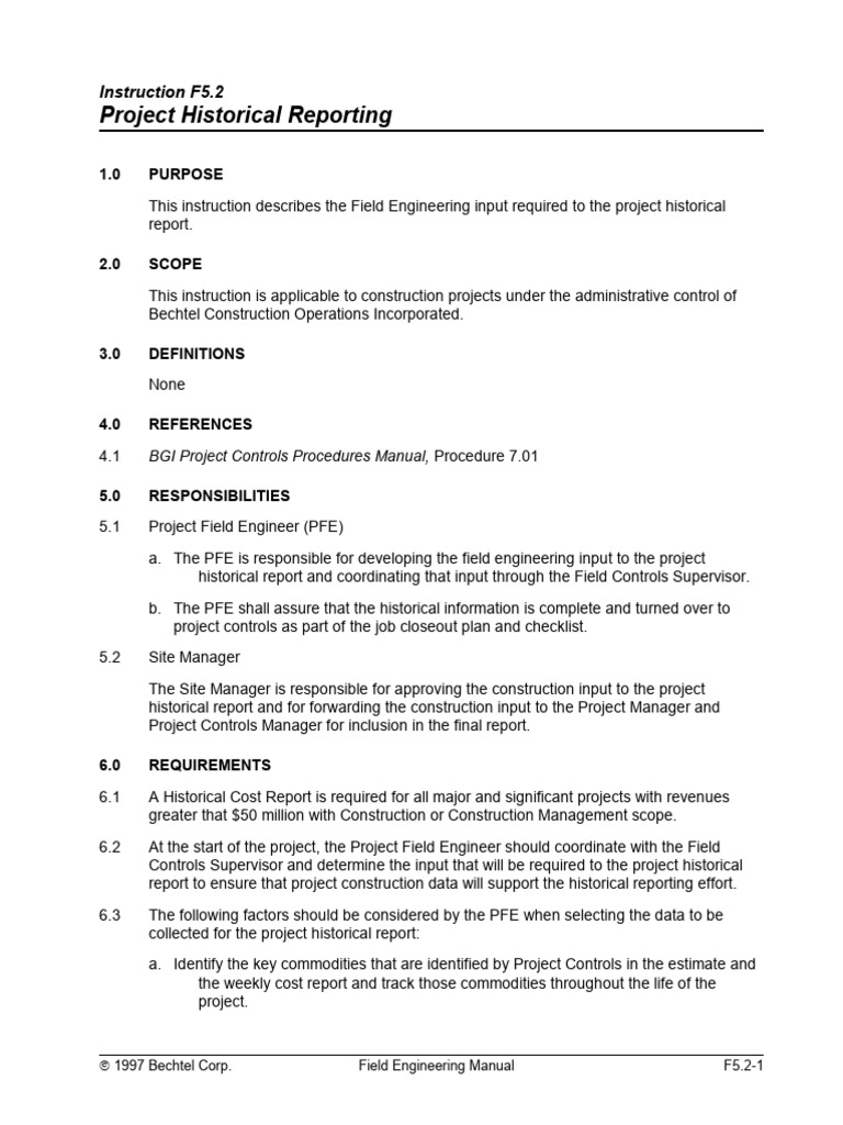 f502 - Project Historical Reporting | PDF