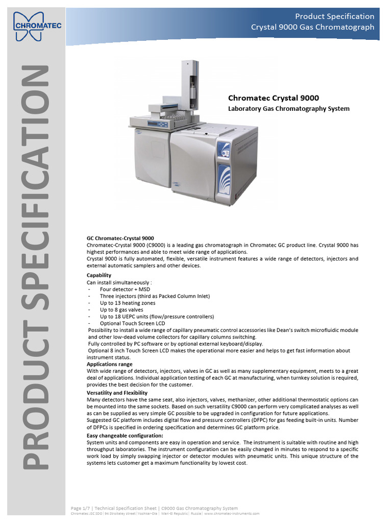 GC Crystal 9000 - Datasheet - 2021 | PDF | Gas Chromatography | Chromatography