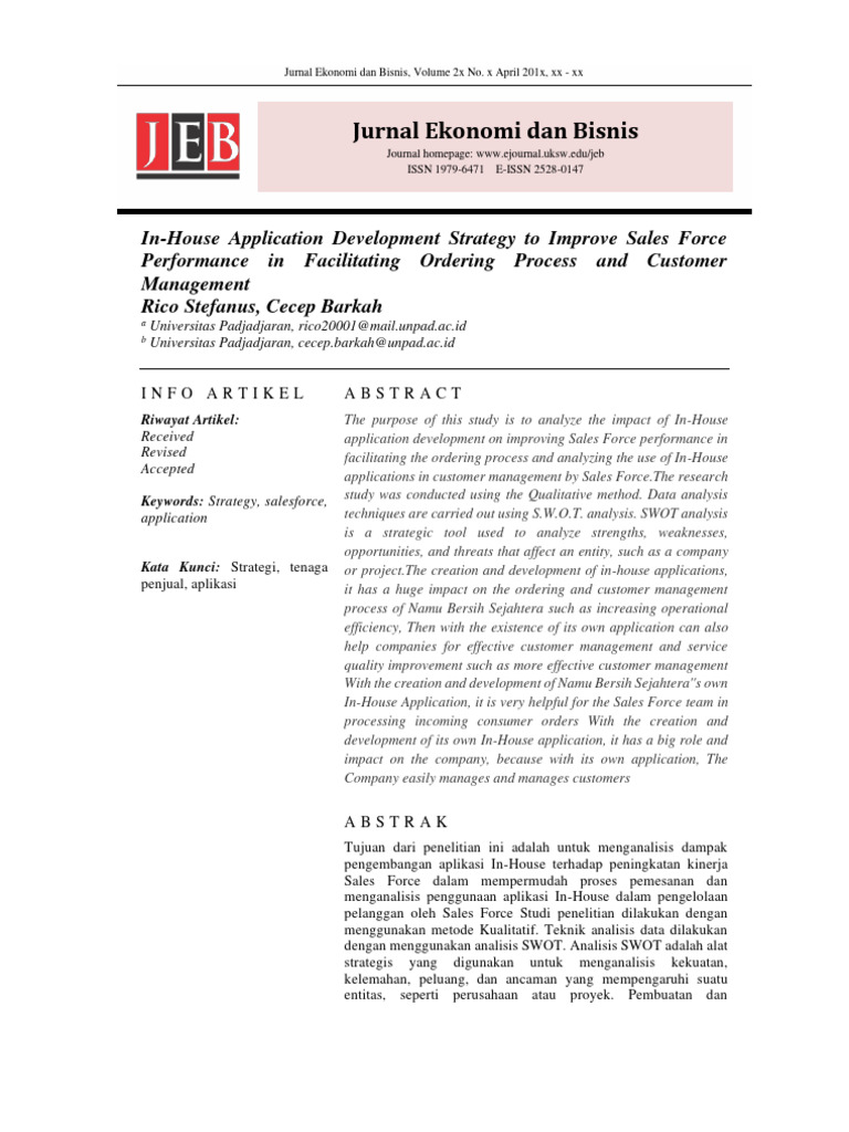 In-House Application Development Strategy To Improve Sales Force ...