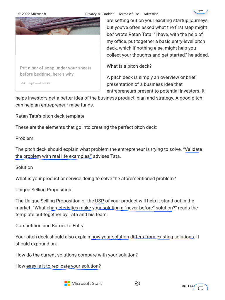 How To Write The Perfect Pitch Deck, Courtesy Ratan Tata. Entrepreneurs ...