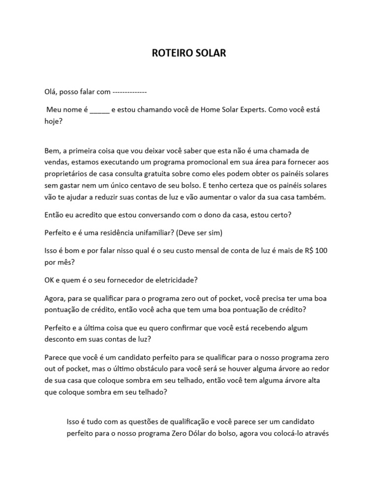Script Solar | PDF | Energia solar | Painel solar