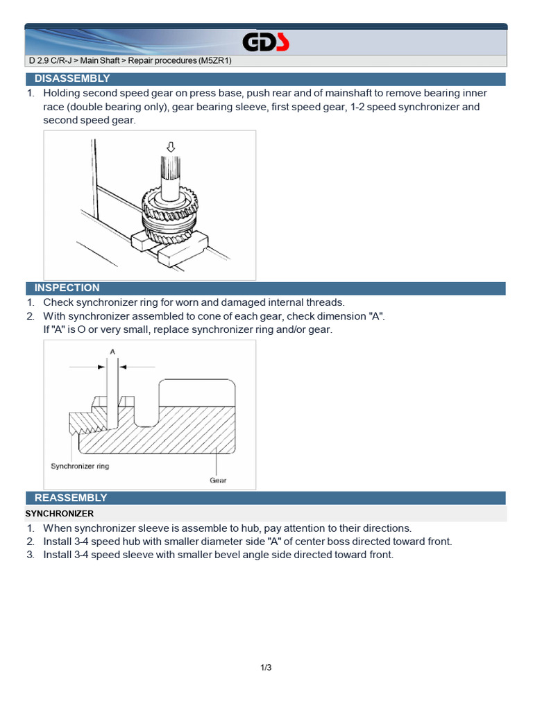 Main Shaft Repair Procedures Guide | PDF