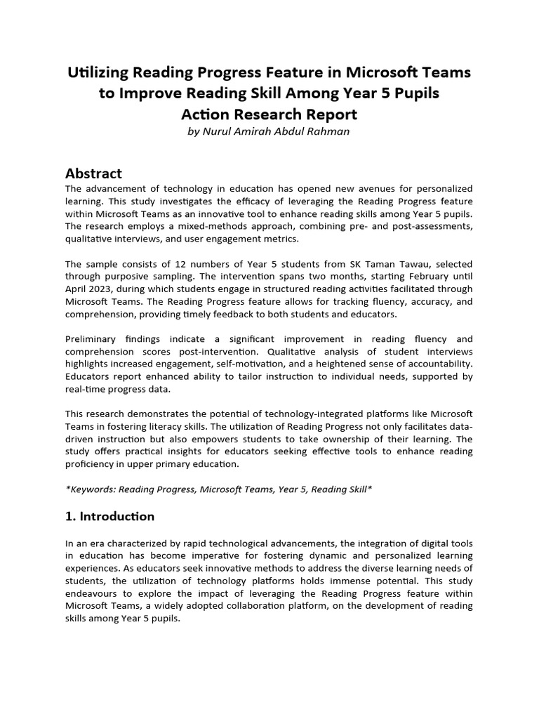 Utilizing Reading Progress Feature in Microsoft Teams To Improve ...