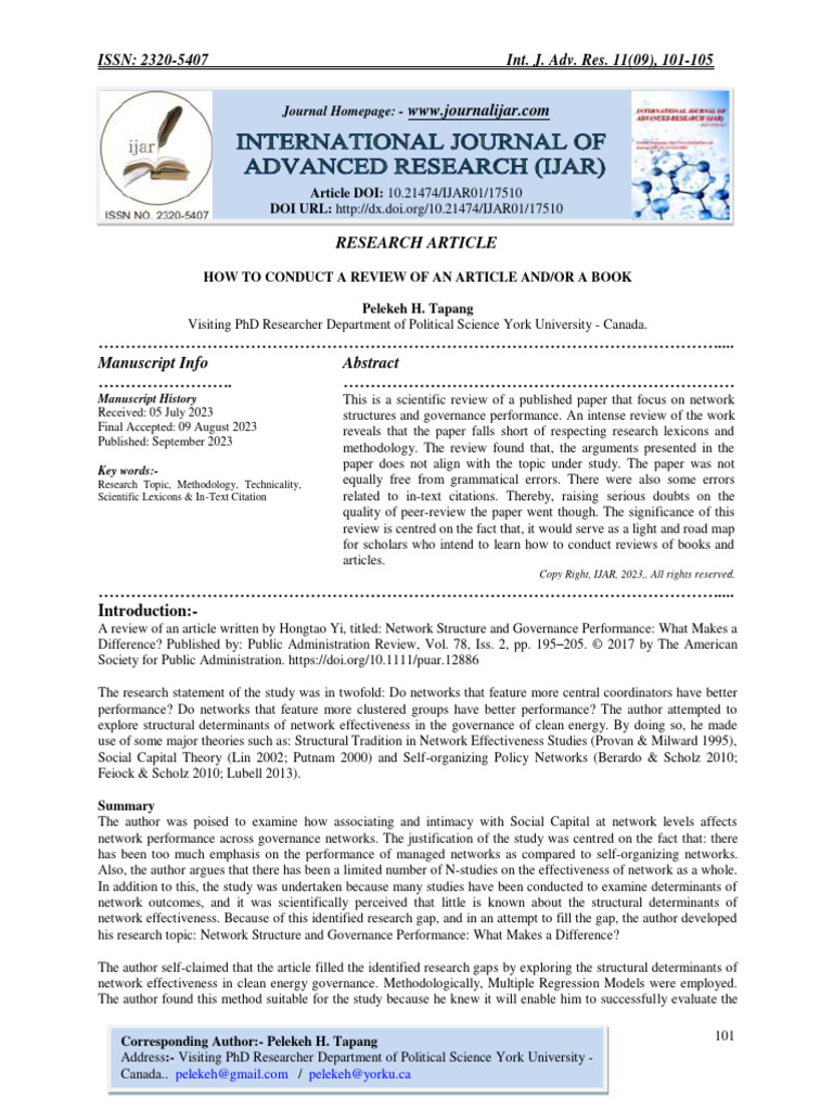 How To Conduct A Review of An Article And/ or A Book | PDF | Science ...