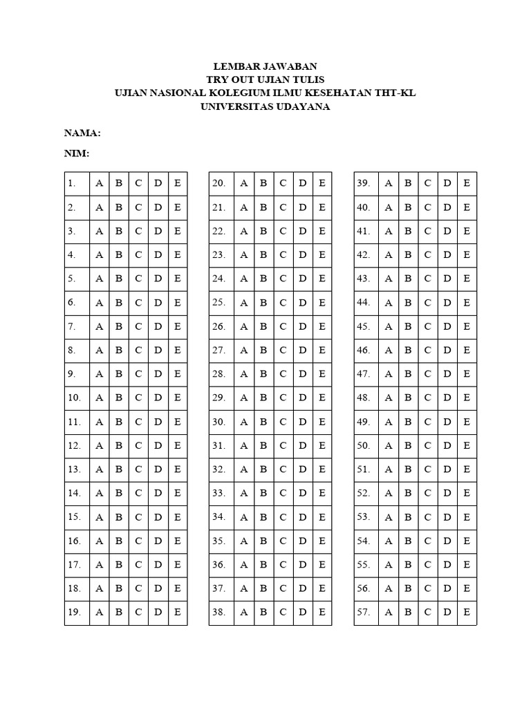 Lembar Jawaban 200 Soal | PDF