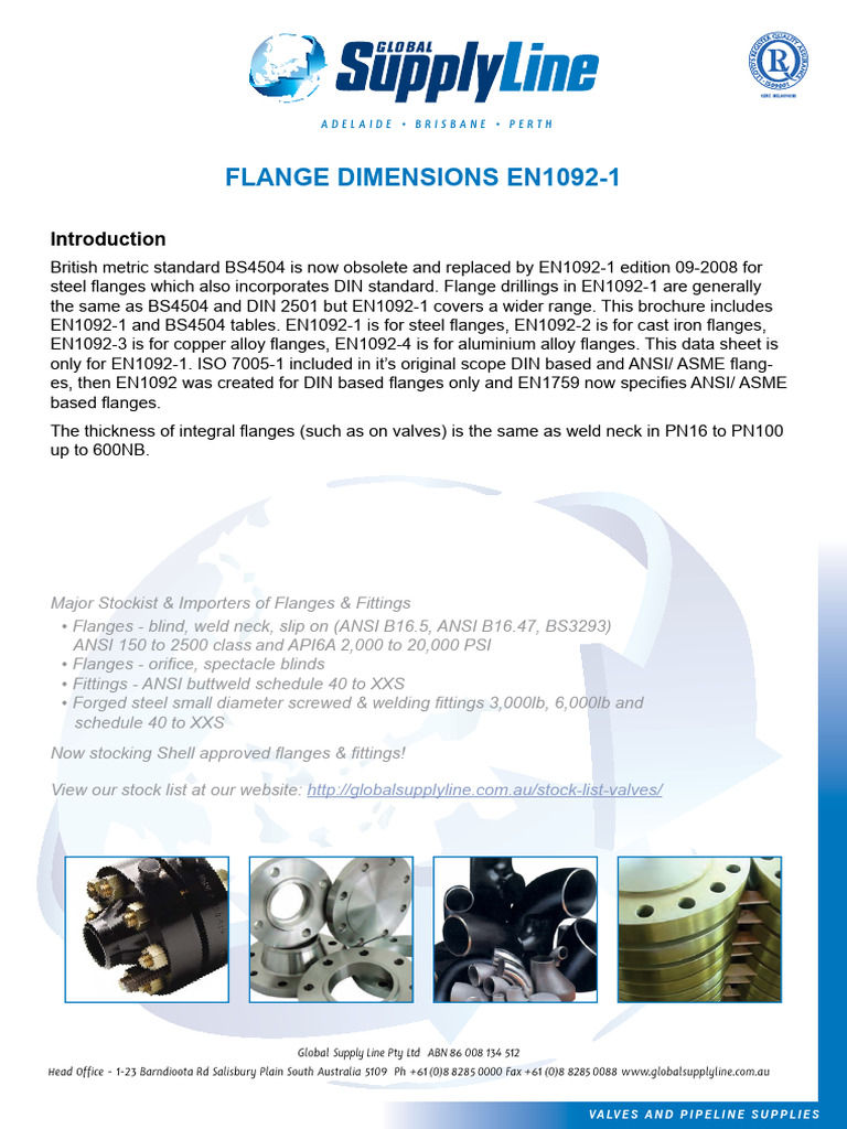 Flange Dim EN1092-1 | PDF | Mechanical Engineering | Plumbing