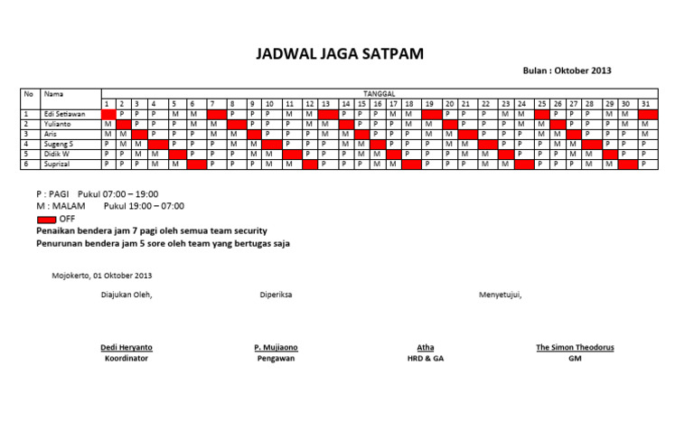 JADWAL JAGA SATPAM | PDF