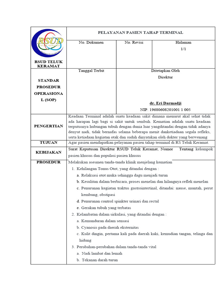 Sop Pasien Terminal New | PDF