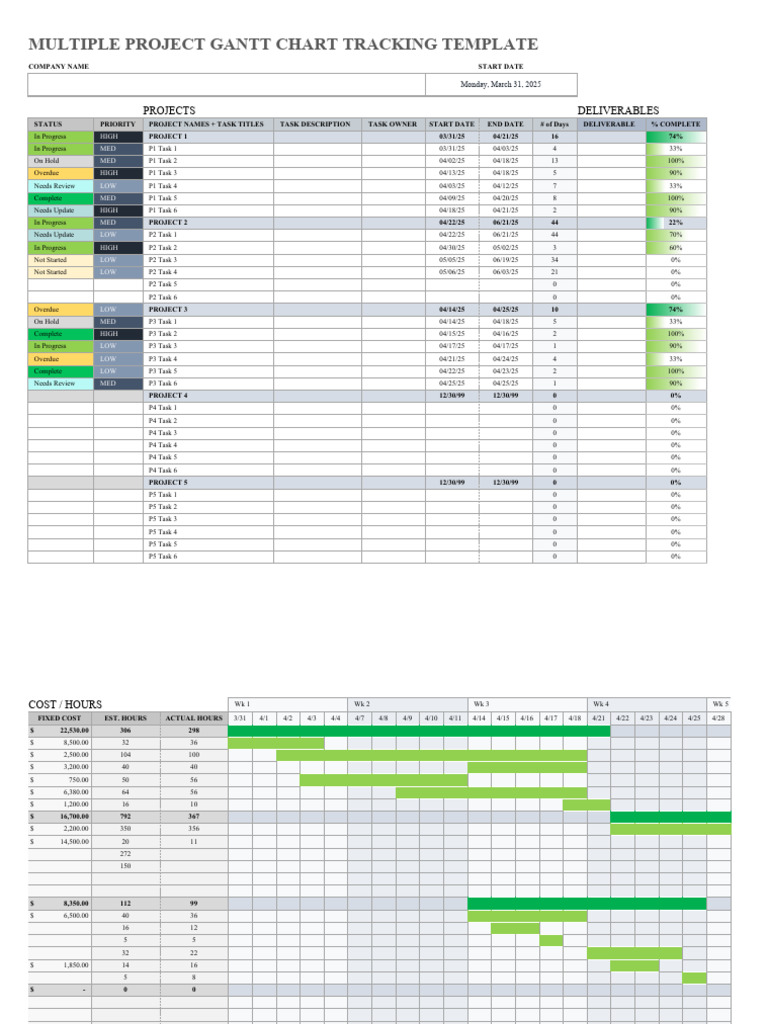 IC Multiple Project Gantt Chart Tracking 11362 | PDF