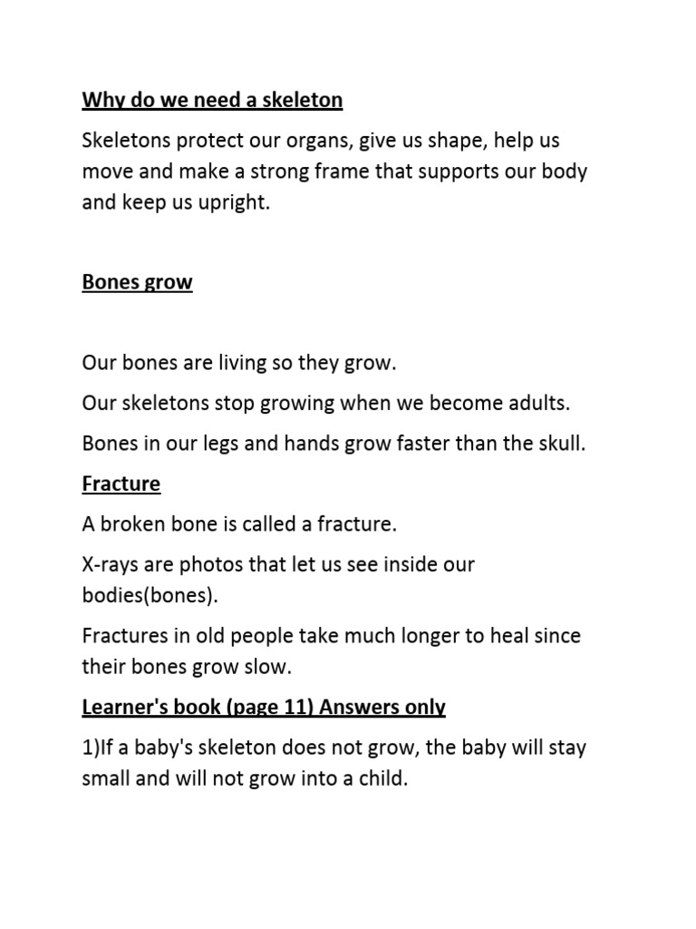 Why Do We Need A Skeleton | PDF