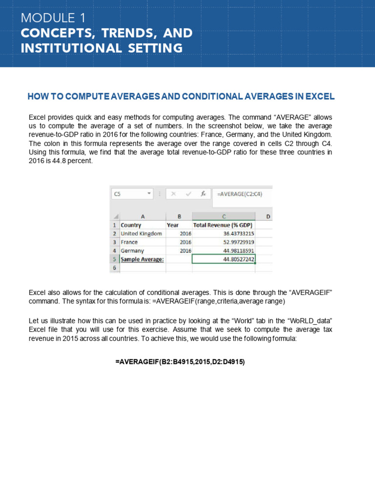Compute Averages and Conditional Averages in Excel | PDF | Microsoft ...