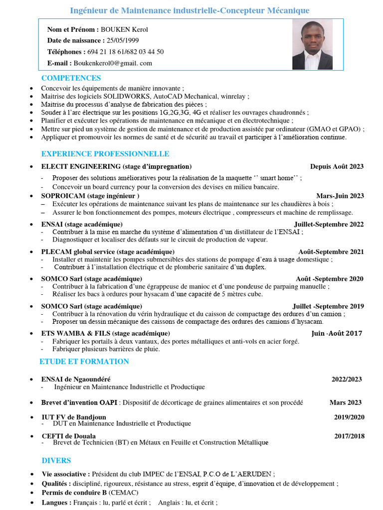 Curriculum Vitae BOUKEN Kerol - Copie | PDF