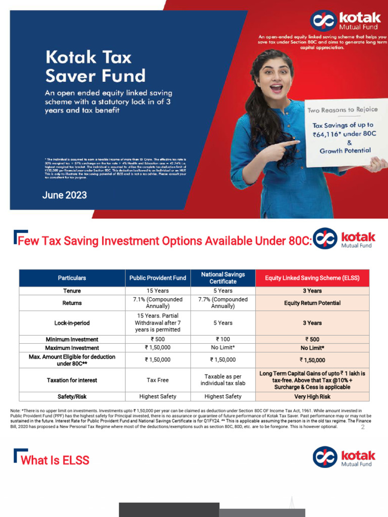 Kotak Tax Saver Fund - Presentation 2023 | PDF