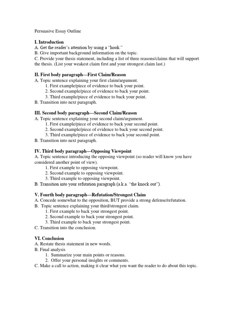 Team 1 - Persuasive Essay Outline | PDF | Critical Thinking | Self Help