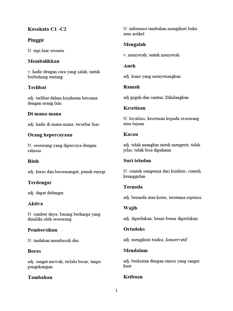 Daftar Kosakata C1-C2 | PDF