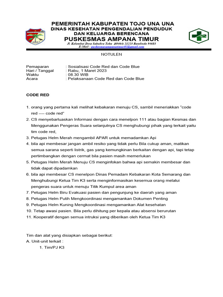 Prosedur Code Red & Blue Puskesmas | PDF