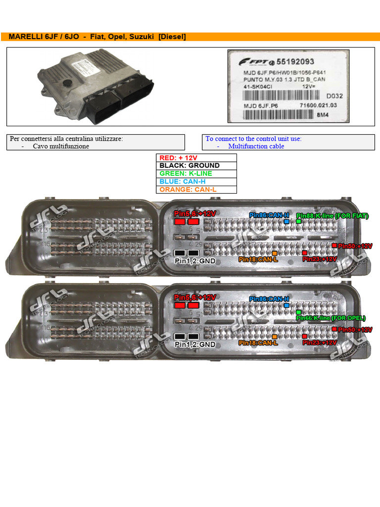 Marelli 6JF/6JO ECU Pinout Guide | PDF