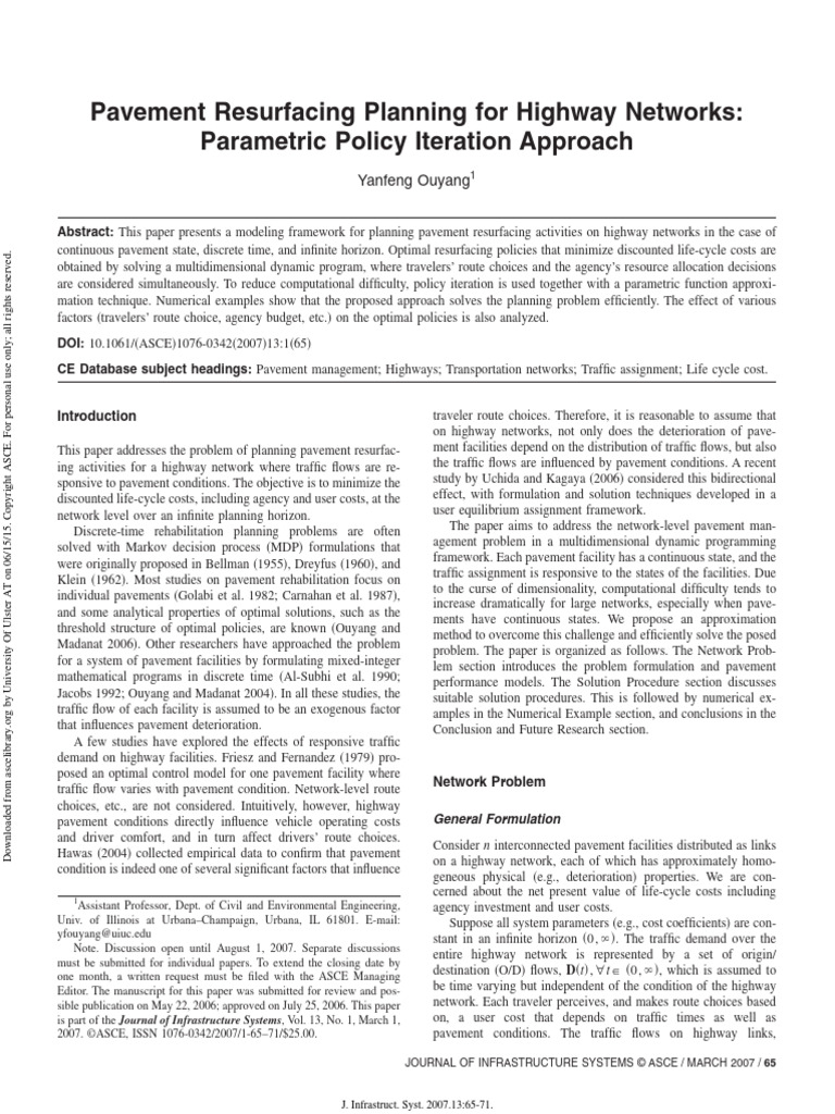 Ouyang - 2007 - Pavement Resurfacing Planning For Highway Networks ...
