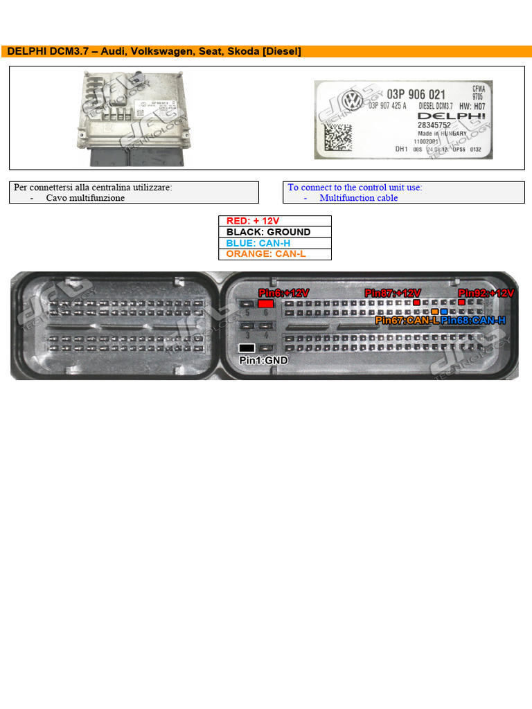 Pinout Delphi DCM3.7 Vag | PDF