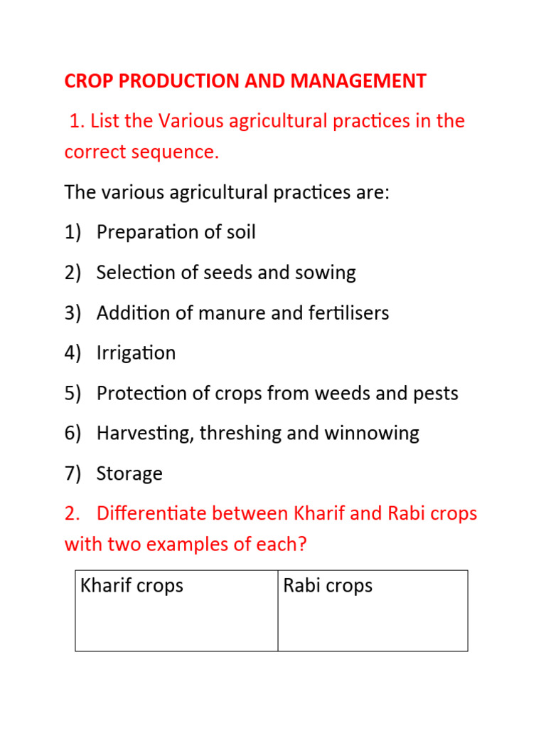 Crop Production | PDF | Sowing | Soil