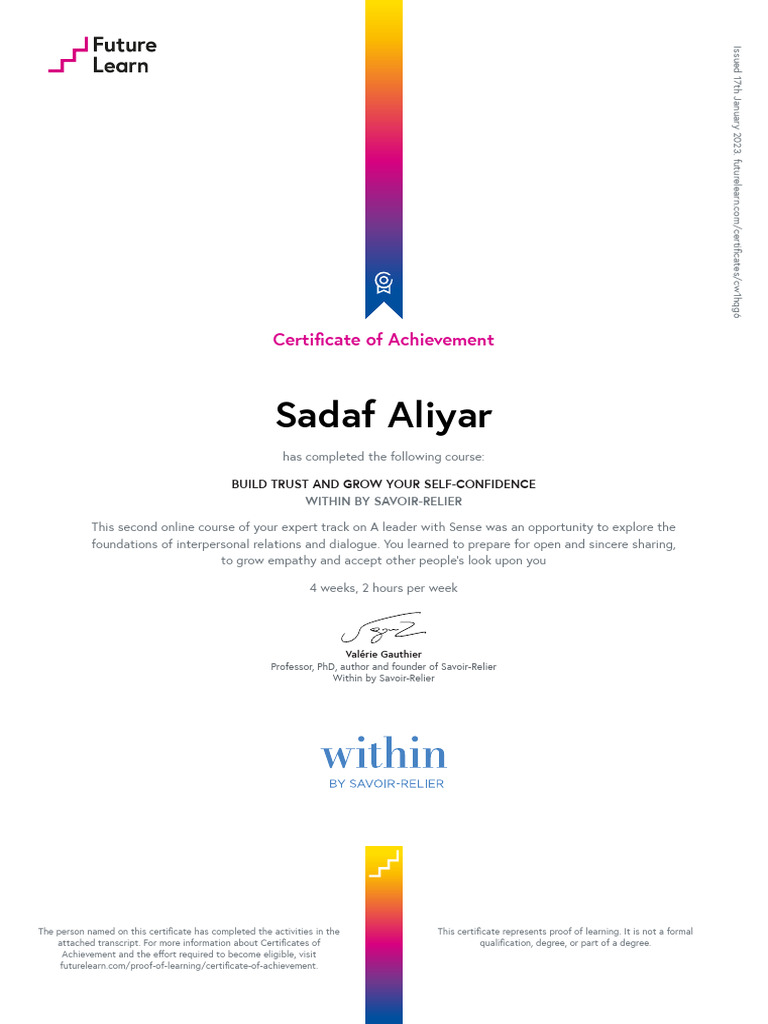 Build-Trust-Grow-Confidence Certificate of Achievement cw1hqg6 | PDF ...