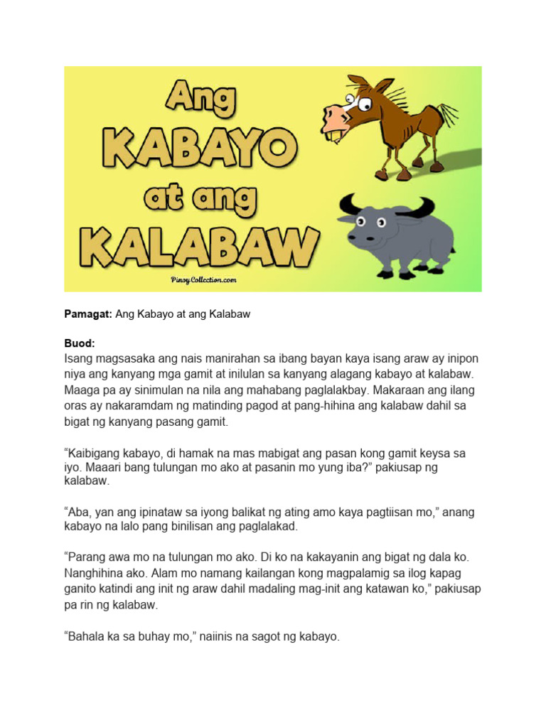 Ang Kabayo at Ang Kalabaw | PDF