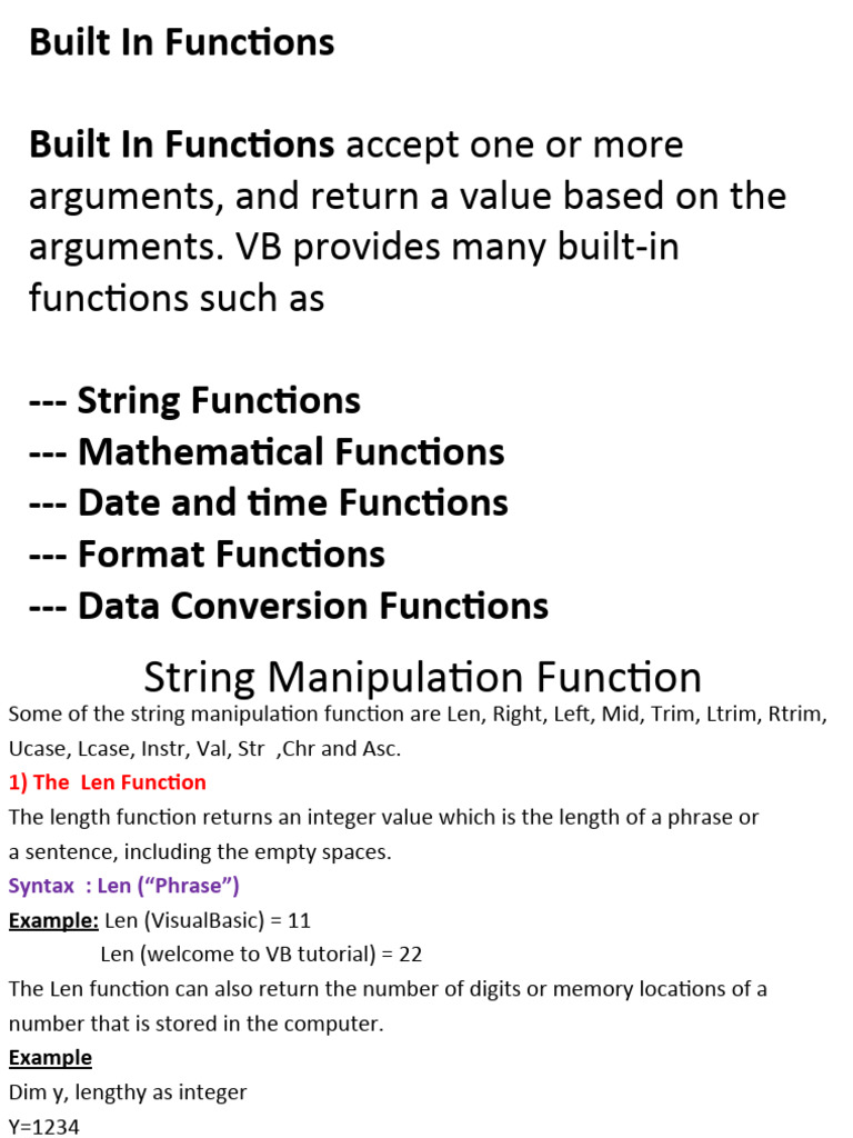 Unit II -Built In Functions (1) | PDF | Data Type | Trigonometric Functions
