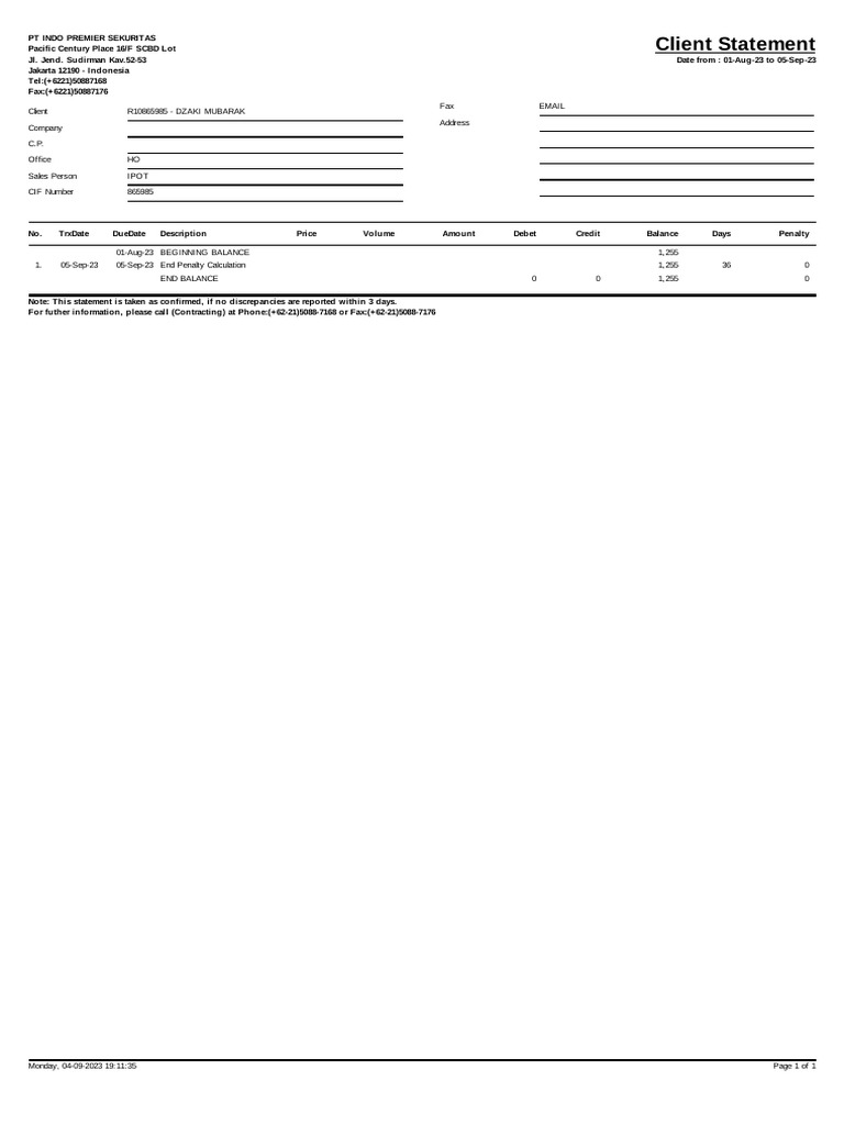 MS Client Statement 865985 R10865985 2023-08-31 | PDF