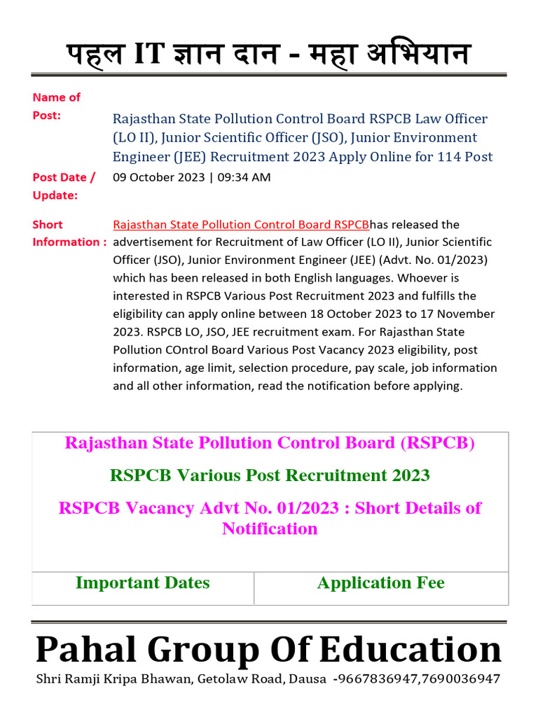 RSPCB | PDF | Vocational Education | Qualifications