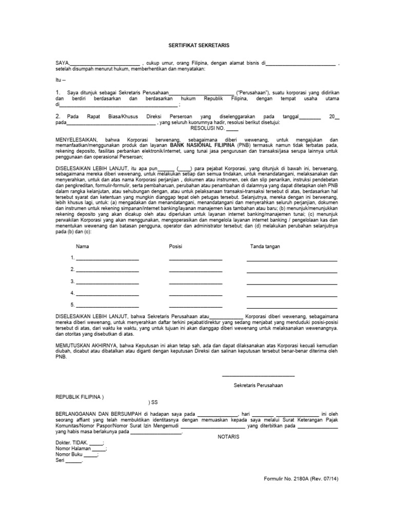 Sec Cert PNB | PDF