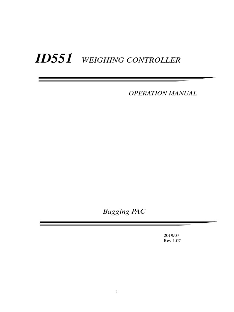 ID551 BaggingPAC TechManual en | PDF | Bit | Calibration