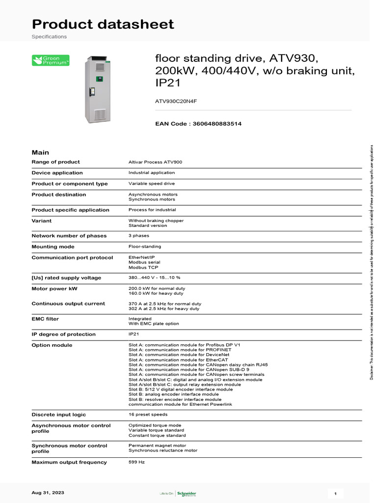 Industrial Variable Speed Drive | PDF | Electric Motor | Manufactured Goods