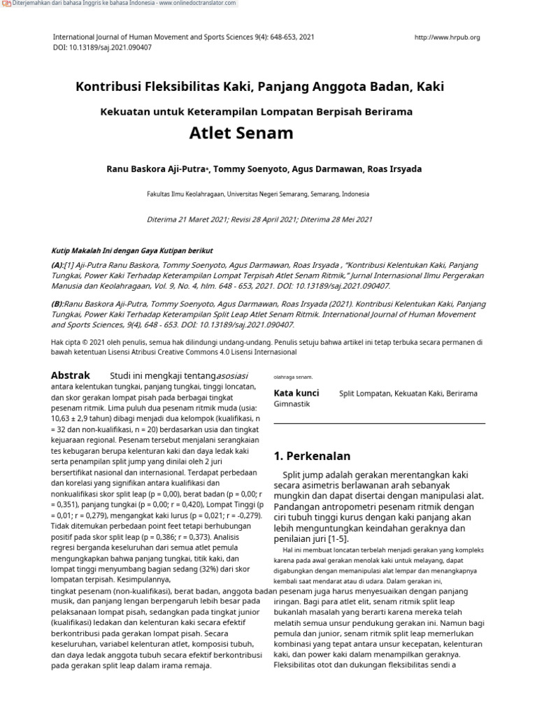 Contribution of Leg Flexibility Limb Len - En.id | PDF