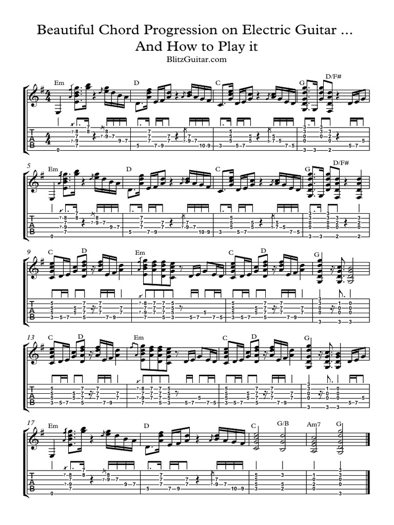 Beautiful Chord Progression On Electric Guitar Tab Pdf