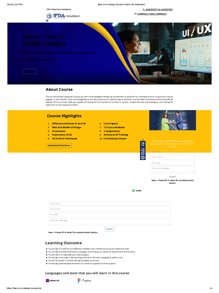 Best UI UX Design Course in Delhi With Placement | Download Free PDF | User Interface | Mobile App